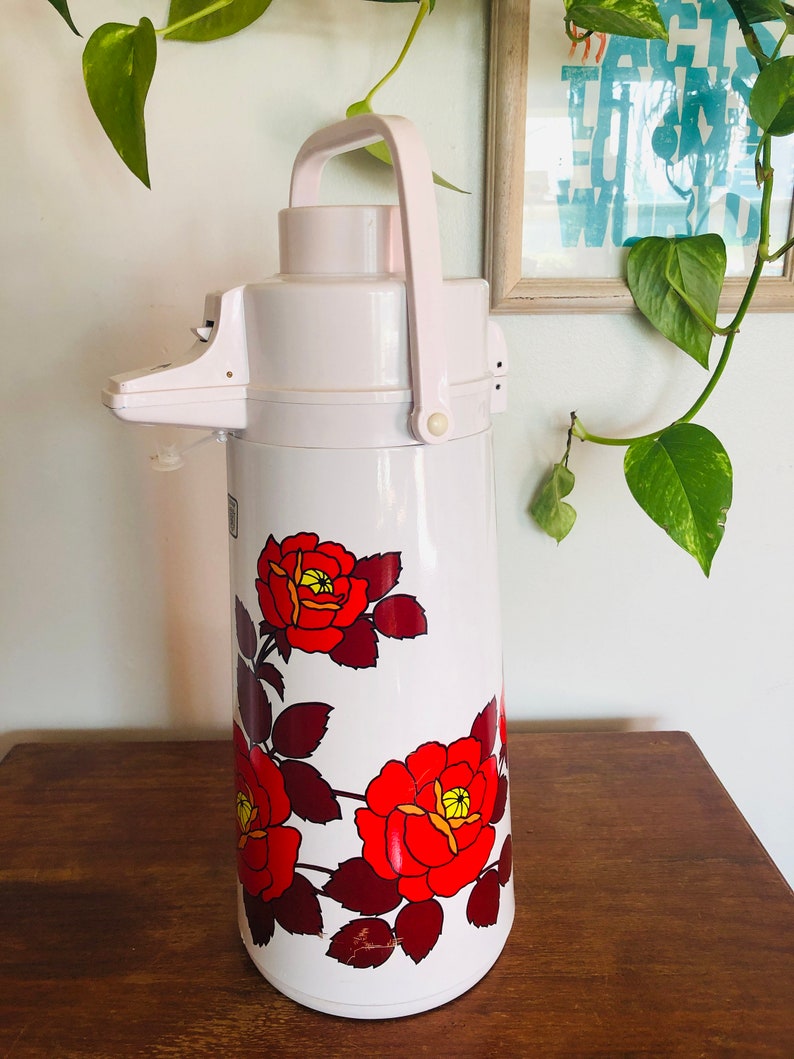 Vintage 70's Thermos/ Air Pressure Thermos/flower/ Retro Thermos/coffee ...