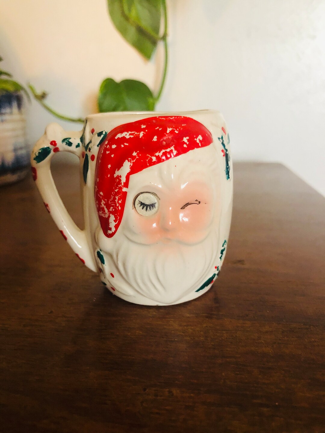 Vintage Winking Santa Cup/christmas Cup/ Christmas Decor/ - Etsy