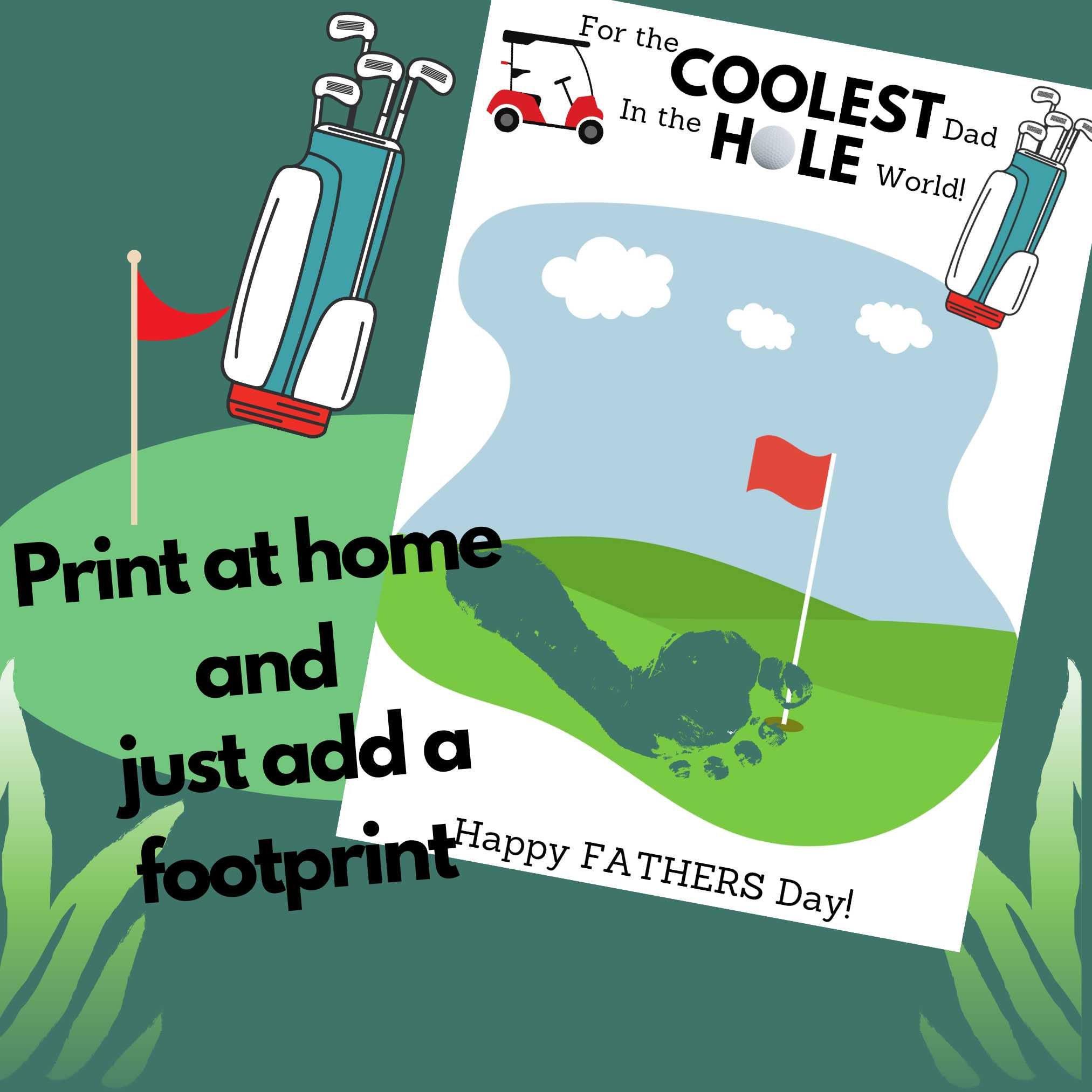 Fathers Day Footprint Craft Golf Lover, Footprint Memory Keepsake ...