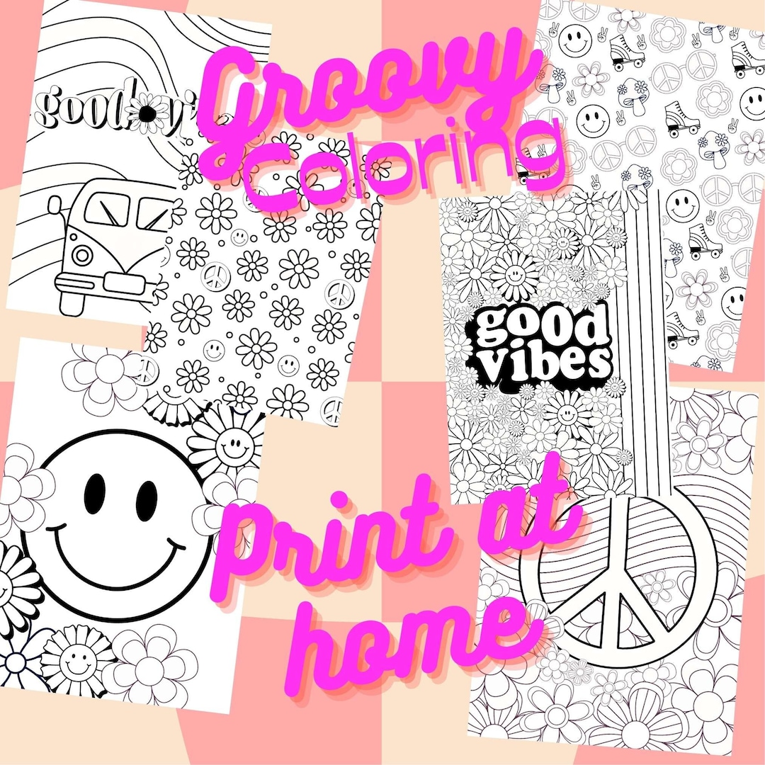 Printable Kids Groovy Coloring Sheet Retro Coloring Sheets - Etsy Australia