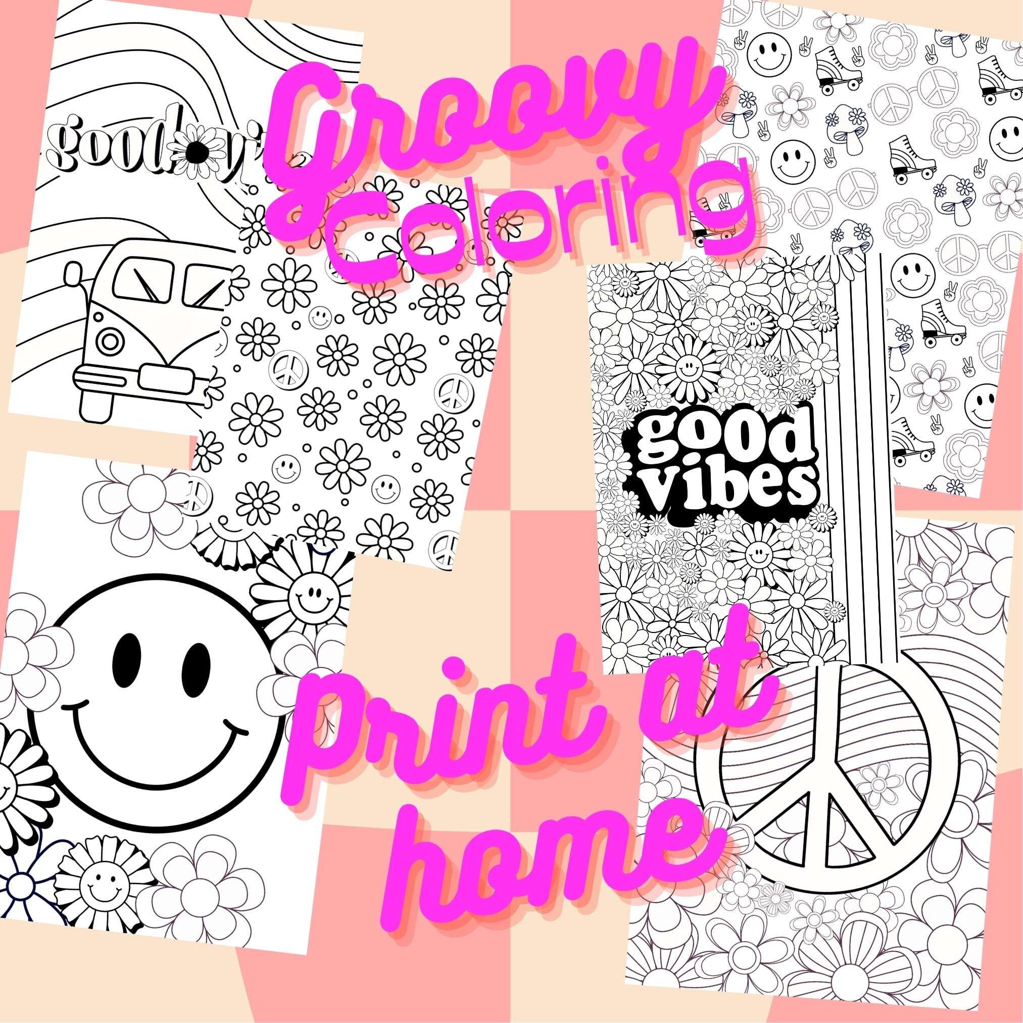 Printable Kids Groovy Coloring Sheet, Retro Coloring Sheets, Printable ...