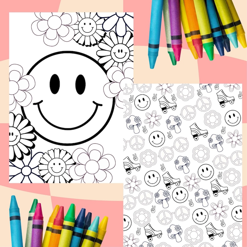 Printable Kids Groovy Coloring Sheet, Retro Coloring Sheets, Printable ...
