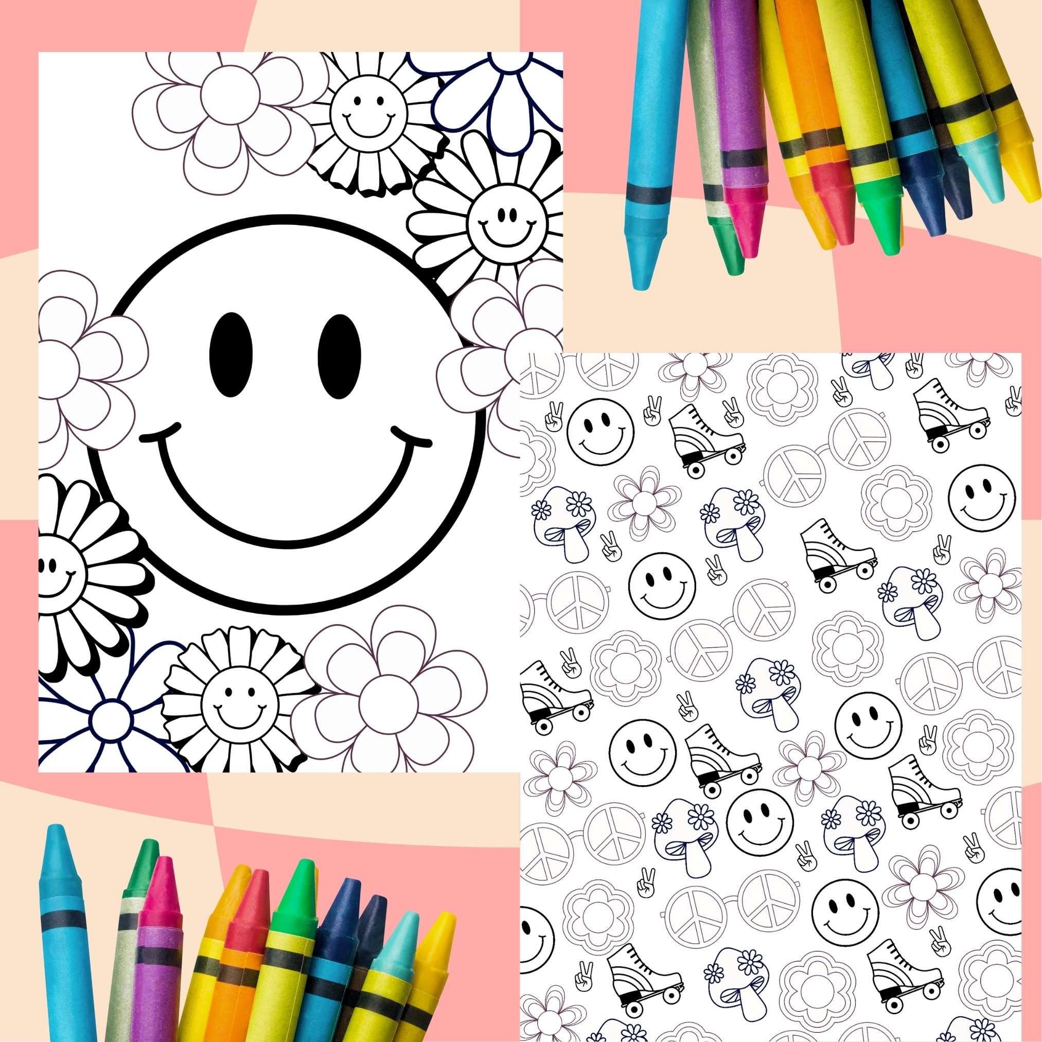 Printable Kids Groovy Coloring Sheet, Retro Coloring Sheets, Printable ...