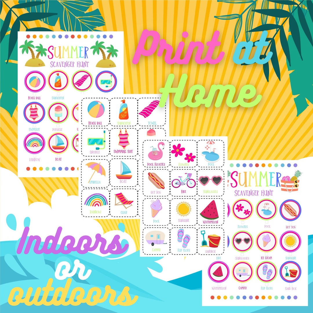 Summer Scavenger Hunt, Printable Outdoor or Indoor Kids Summer ...