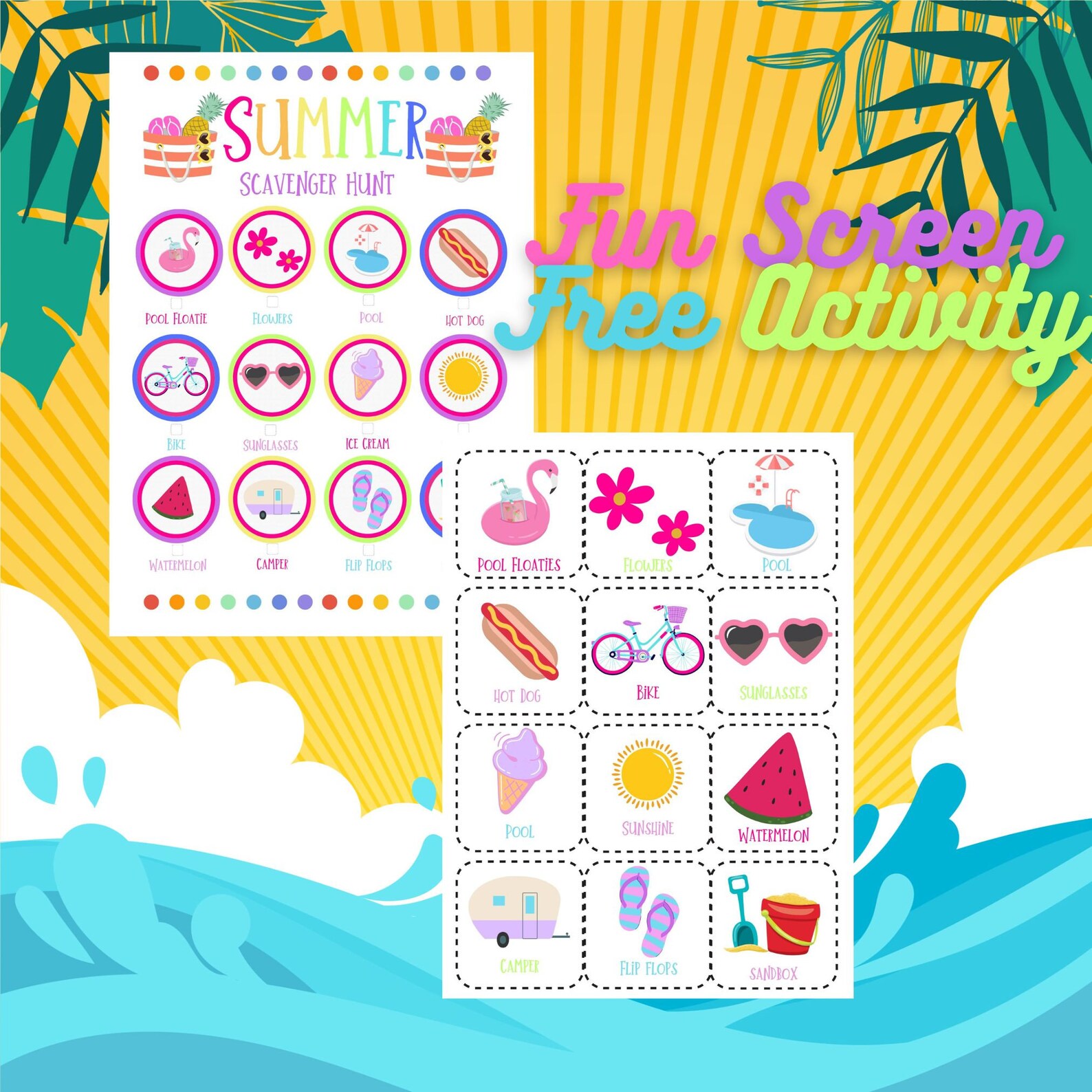 Summer Scavenger Hunt, Printable Outdoor or Indoor Kids Summer ...