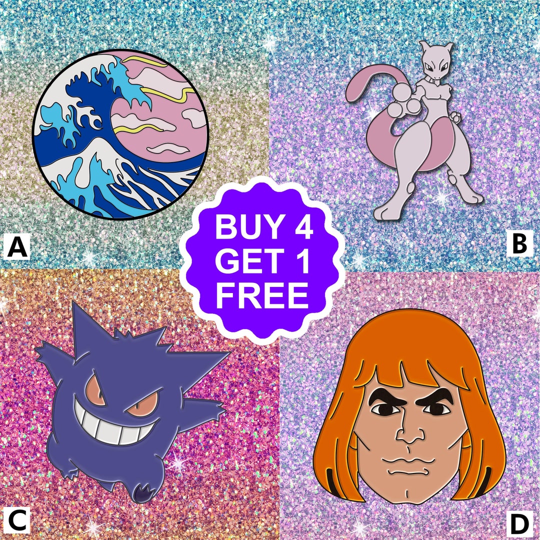 Kanagawa Great Wave Enamel Pin Mewtwo Alien Enamel Pins Cute - Etsy