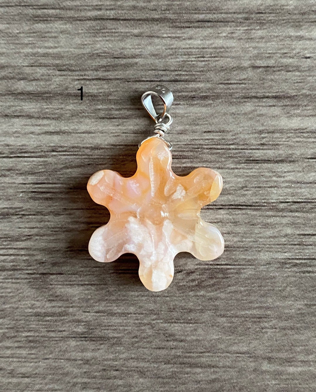 Snowflake Shape Sakura Cherry Blossom Agate Pendant Necklace - Etsy
