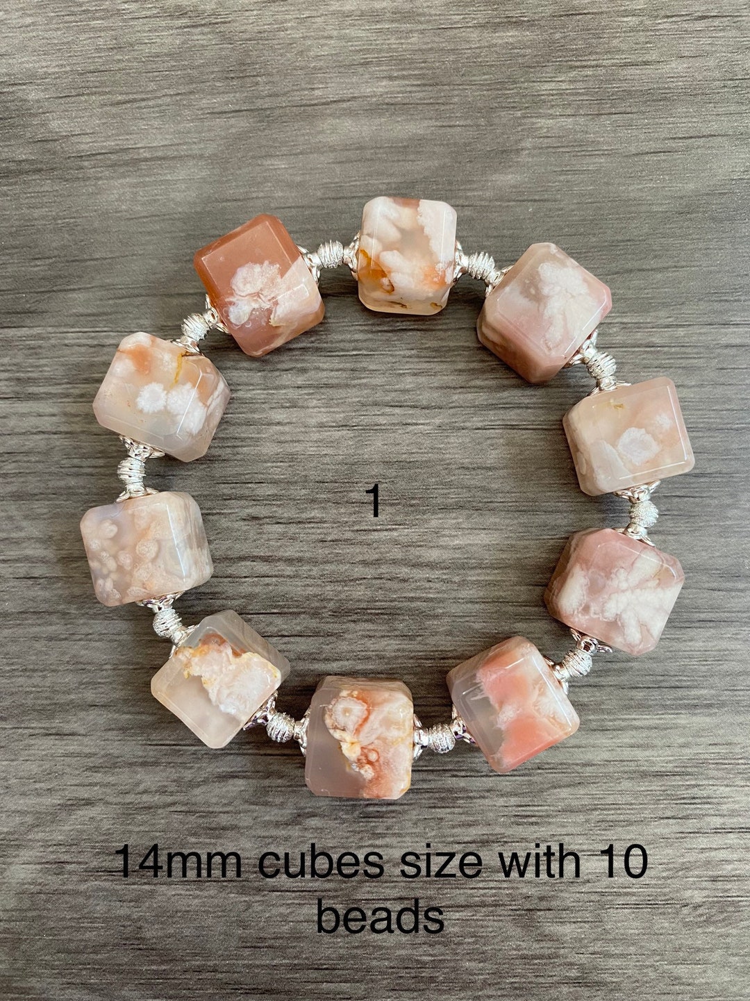 Sugar Cube Sakura Cherry Blossom Agate Elastic Bracelet - Etsy