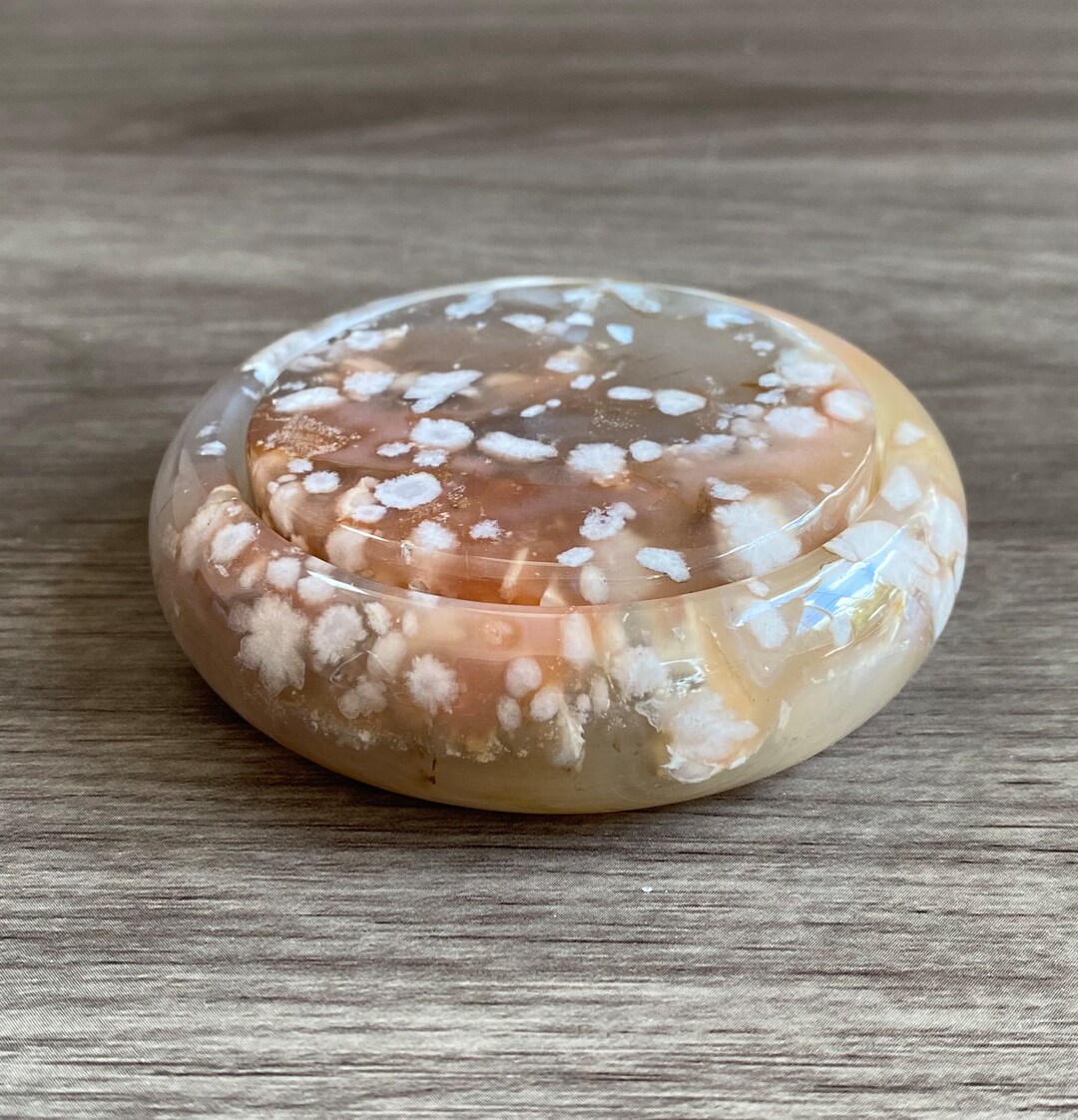 59.3mm / 2.33 Inch Sakura Cherry Blossom Agate Bangle Set With White ...