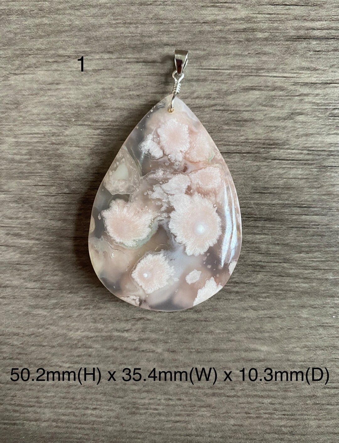 Tear Shape Sakura Cherry Blossom Agate Pendant Necklace Under 20 - Etsy