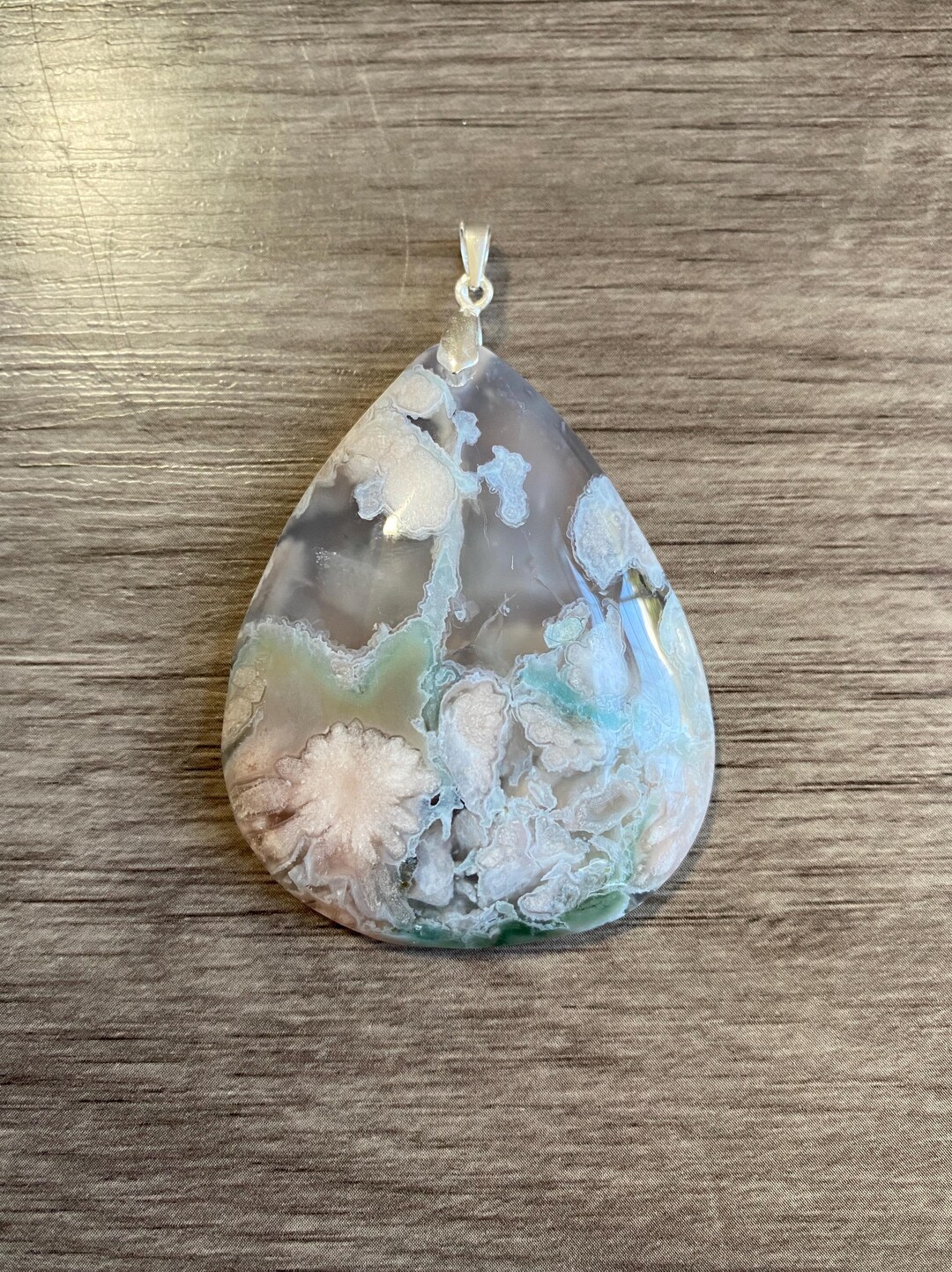 Tear Shape Sakura Cherry Blossom Agate With Pink Flowers and a Touch of ...