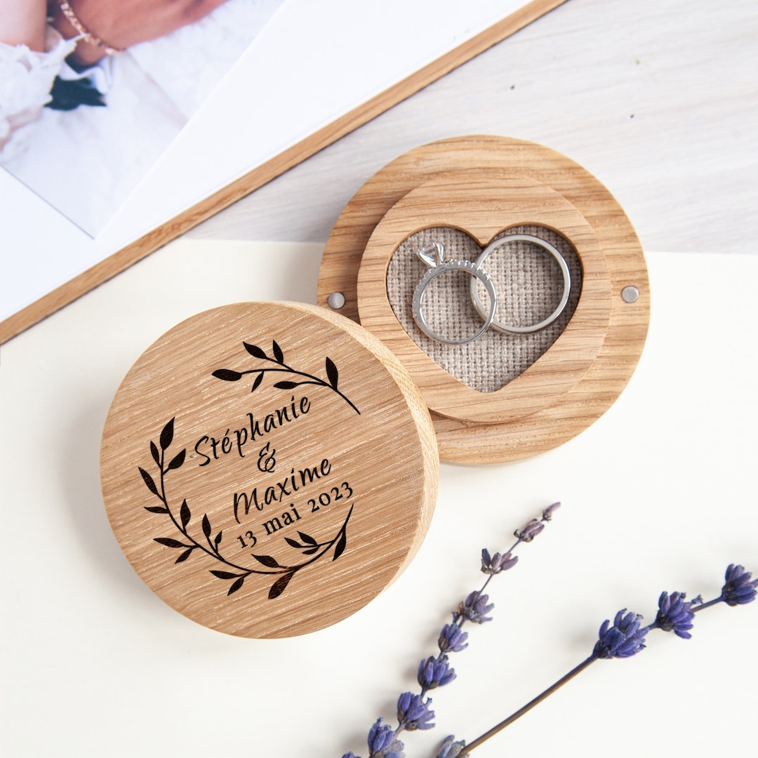 Engraved Wooden Ring Box Personalized, Ring Holder, Rustic Ring Barer ...