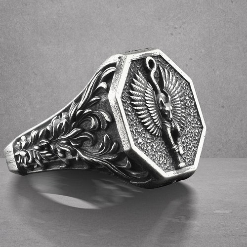 Bastet Egyptian Goddess Signet Ring Hieroglyphics Cat Ring - Etsy