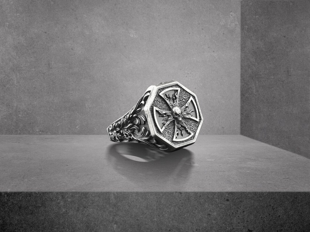 Skull and Cross Pattee Signet Ring Minimalist Gothic Ring for - Etsy