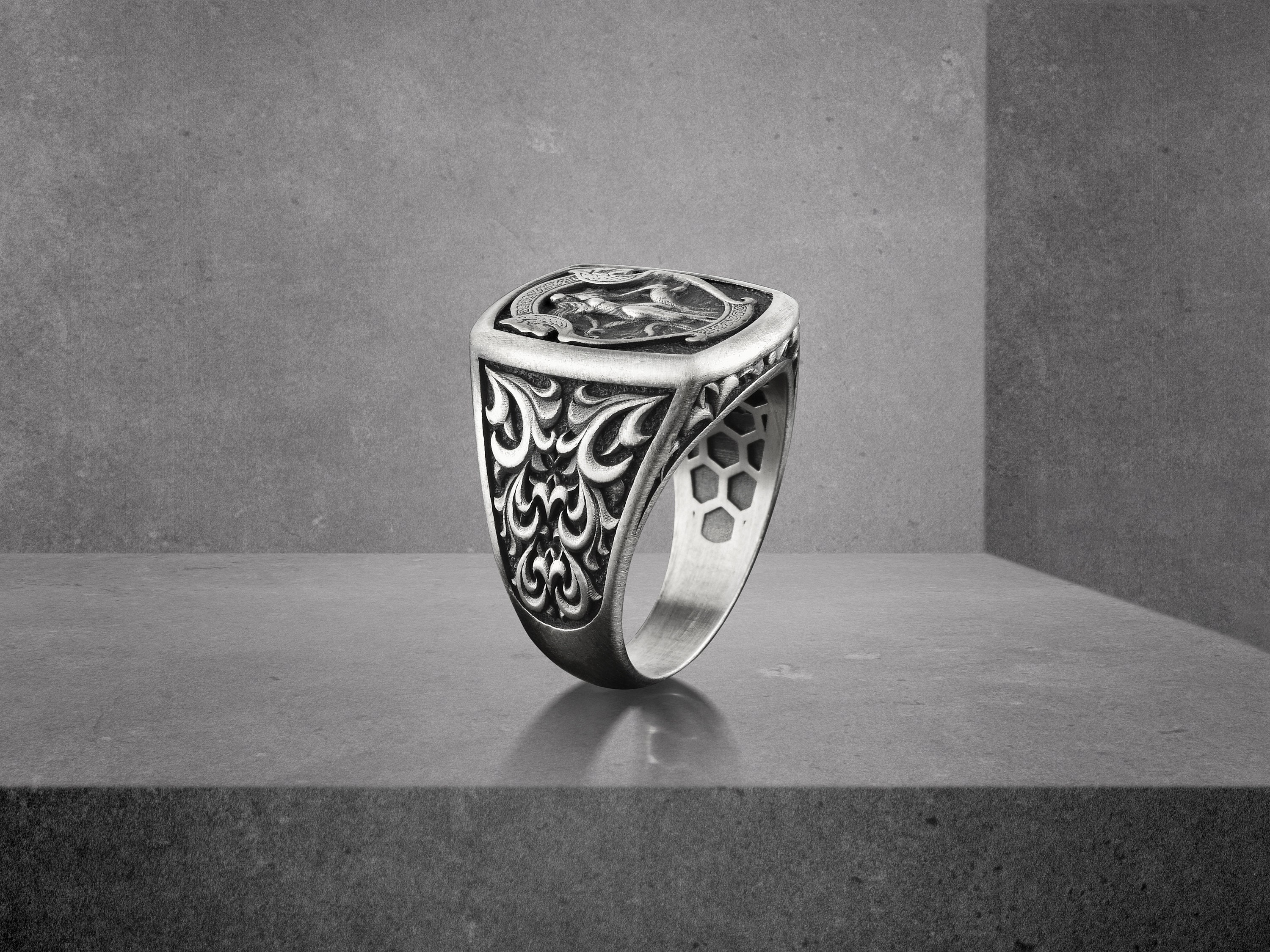 The Viking Valkyrie Mara Silver Signet Ring Handmade Engraved - Etsy