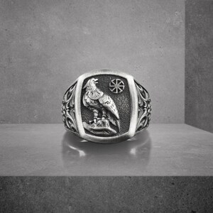 925 Sterling Silver Scandinavian Gold Eagle Signet Ring - Etsy
