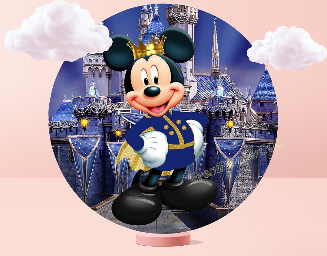 Castle Crown Prince Mickey Mouse Round Backdrop Disney Cartoon - Etsy