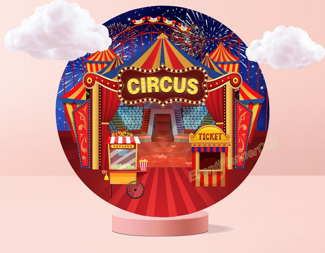 Red Circus Playground Balloons Ferris Wheel Round Backdrop - Etsy
