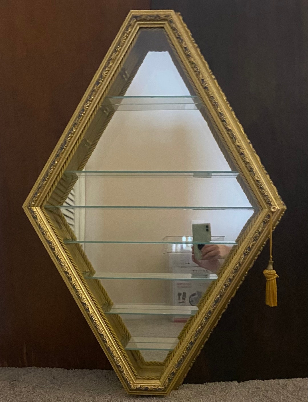 Rare! Italian Mid Century Gold Harlequin Shadow Box Mirror - Etsy
