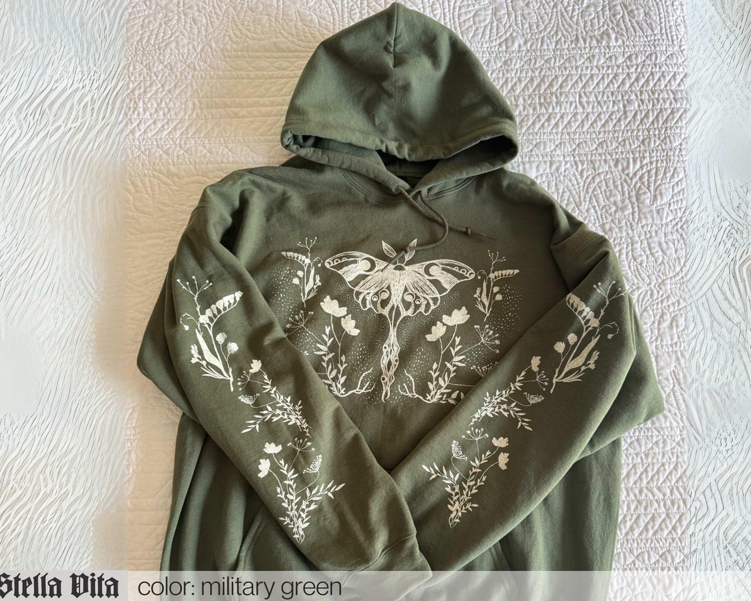 Luna Moth Graphic Hoodie, Fairy Core Arm Print Hoodie, Lunar Moth ...