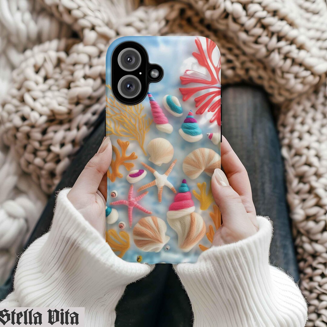 Sea Shell iPhone Case, Cutecore Yarn Style Sea Shell Summer, Kawaii ...