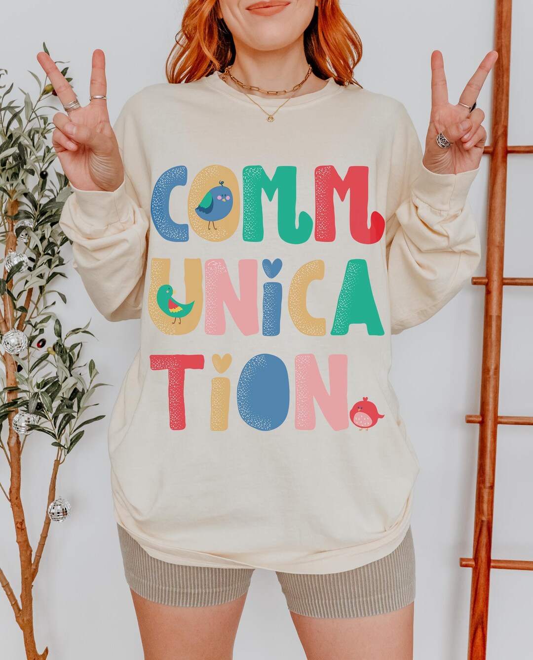 Communication Speech Therapist Long Sleeve Shirt, Cute SLP Birds ...