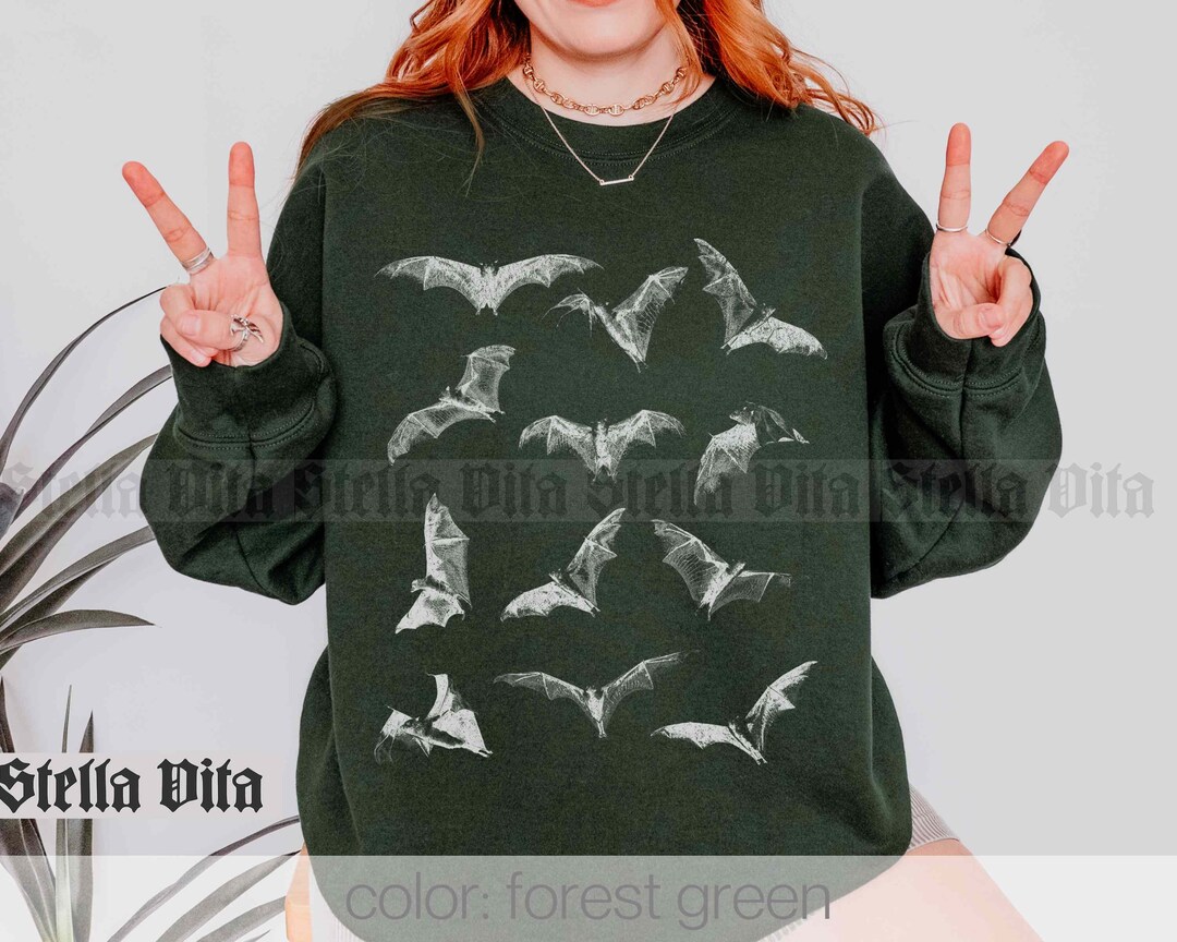 Bats Y2k Sweatshirt, Vintage 90s Style Bat Shirt, Spooky Retro Gothic ...