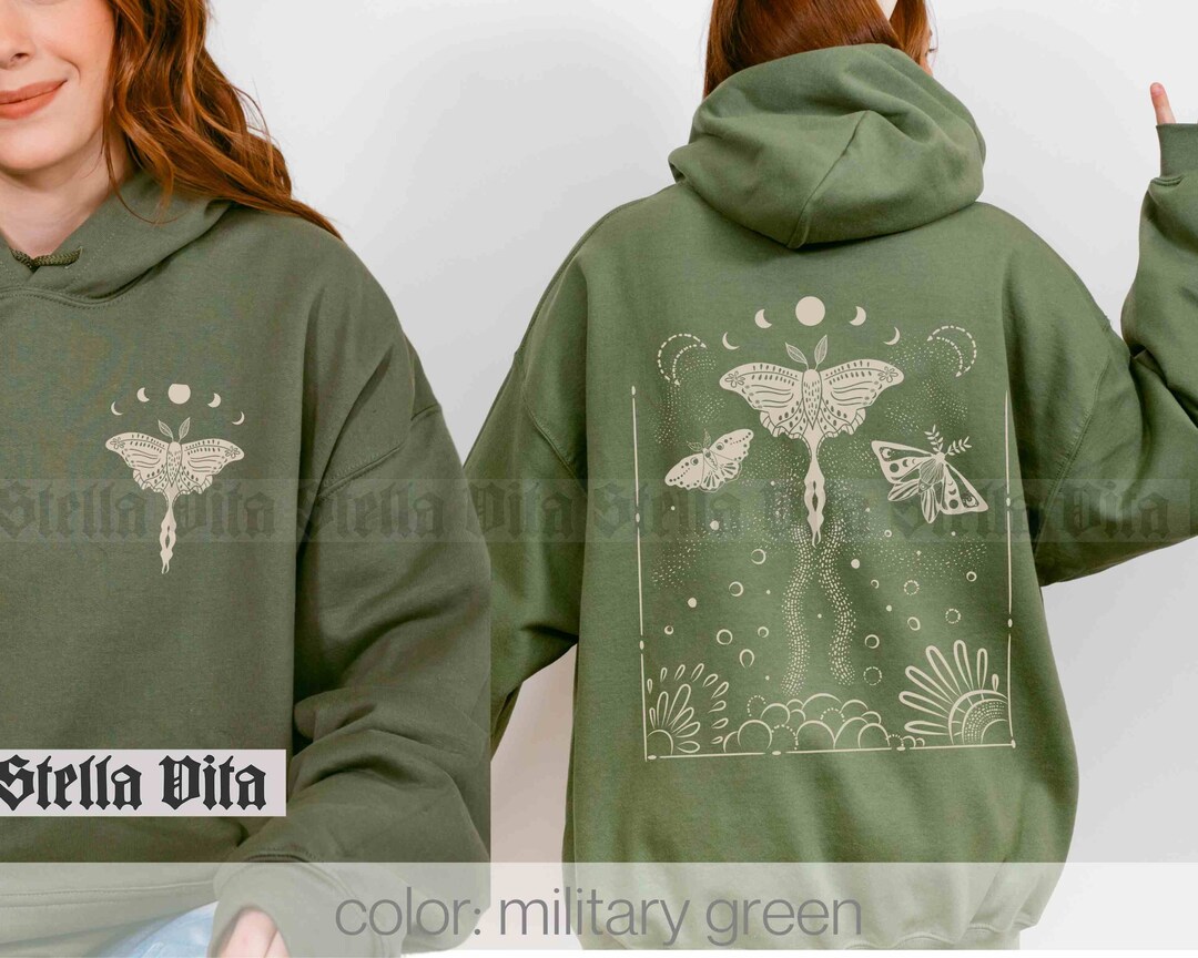 Moth Hoodie, Luna Moth Shirt, Flower Sweatshirt, Celestial Minimalist ...