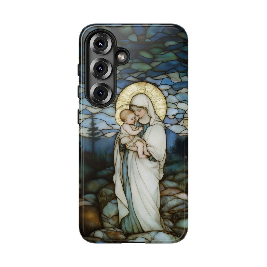 Mary and Jesus Stained Glass Phone Case for Samsung S25 Ultra, Google ...