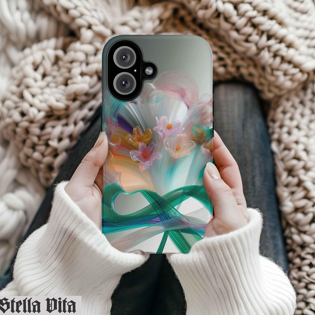 Elegant Glass 3D Flower Spray Phone Cover, Magnetic Modern Stylish ...