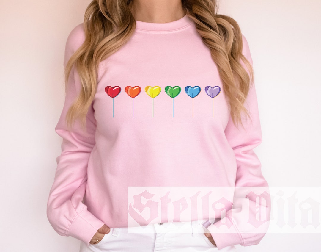 LGBTQ Valentine Sweatshirt, Rainbow Pride Heart Candy Sweater, LGBTQ ...