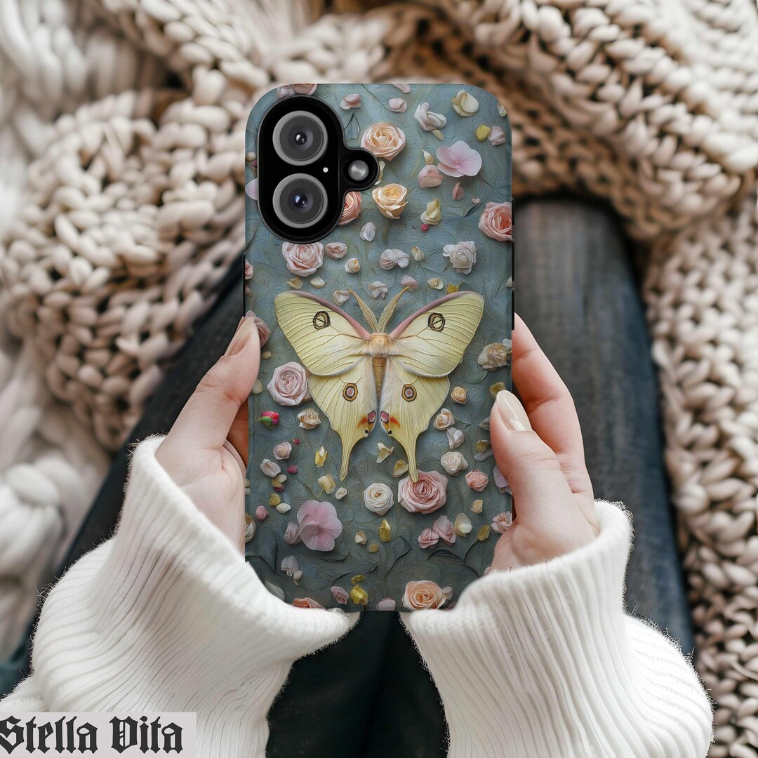 Moth iPhone Cover, Pressed Flowers Phone Case Cottage Core Fairy ...