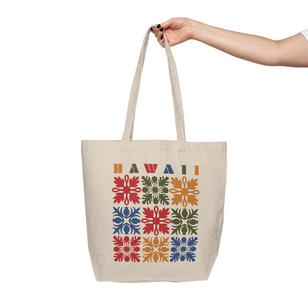 Hawaii Quilt Block Tote Bag, Quilt Bag, Brightly Colored Hawaiian Quilt ...