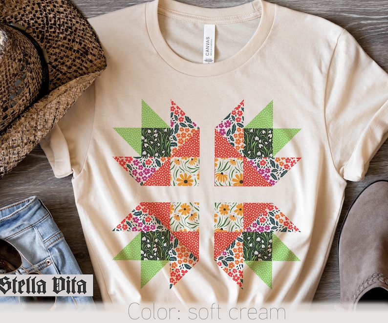 Quilt Shirt Quilt Block Shirt Floral Quilt Square Tee - Etsy