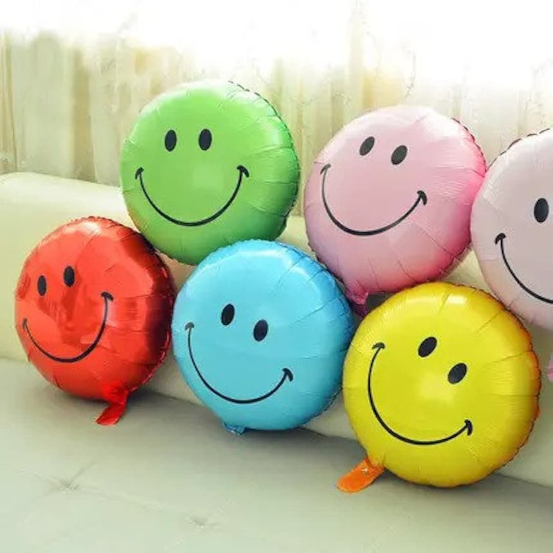 18 Smiley Foil Balloons Round Smile Playground Baby - Etsy