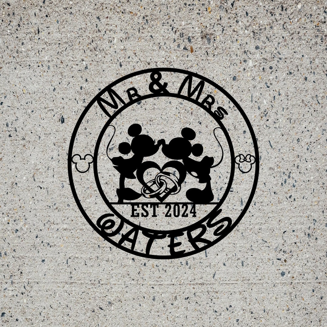 Mr and Mrs Metal Sign, Custom Disney Metal Sign, Mickey Minne Metal ...