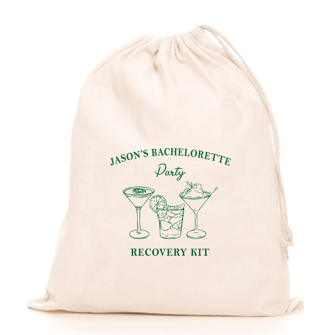 Custom Cotton Bachelorette Party Favor Bags: Hangover Recovery Kit - Etsy