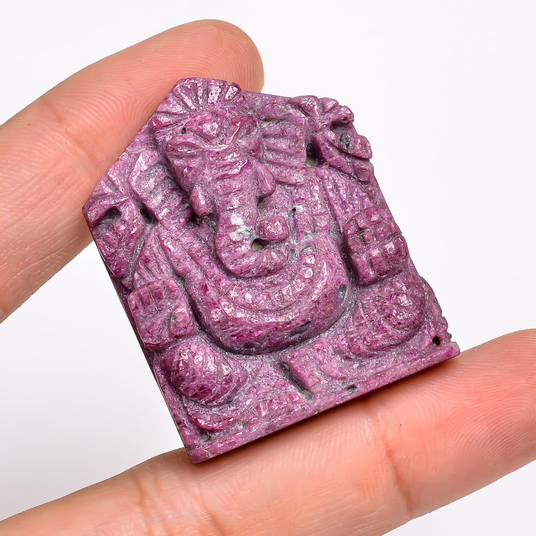 Natural Pink Ruby Frosted Lord Ganesha Shape Carved Loose Gemstone for ...
