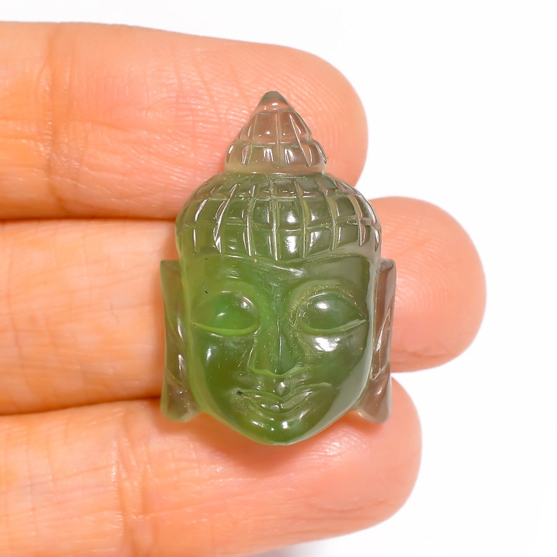 Natural SERPENTINE Budha Face Shape Carved Loose Gemstone for Making ...