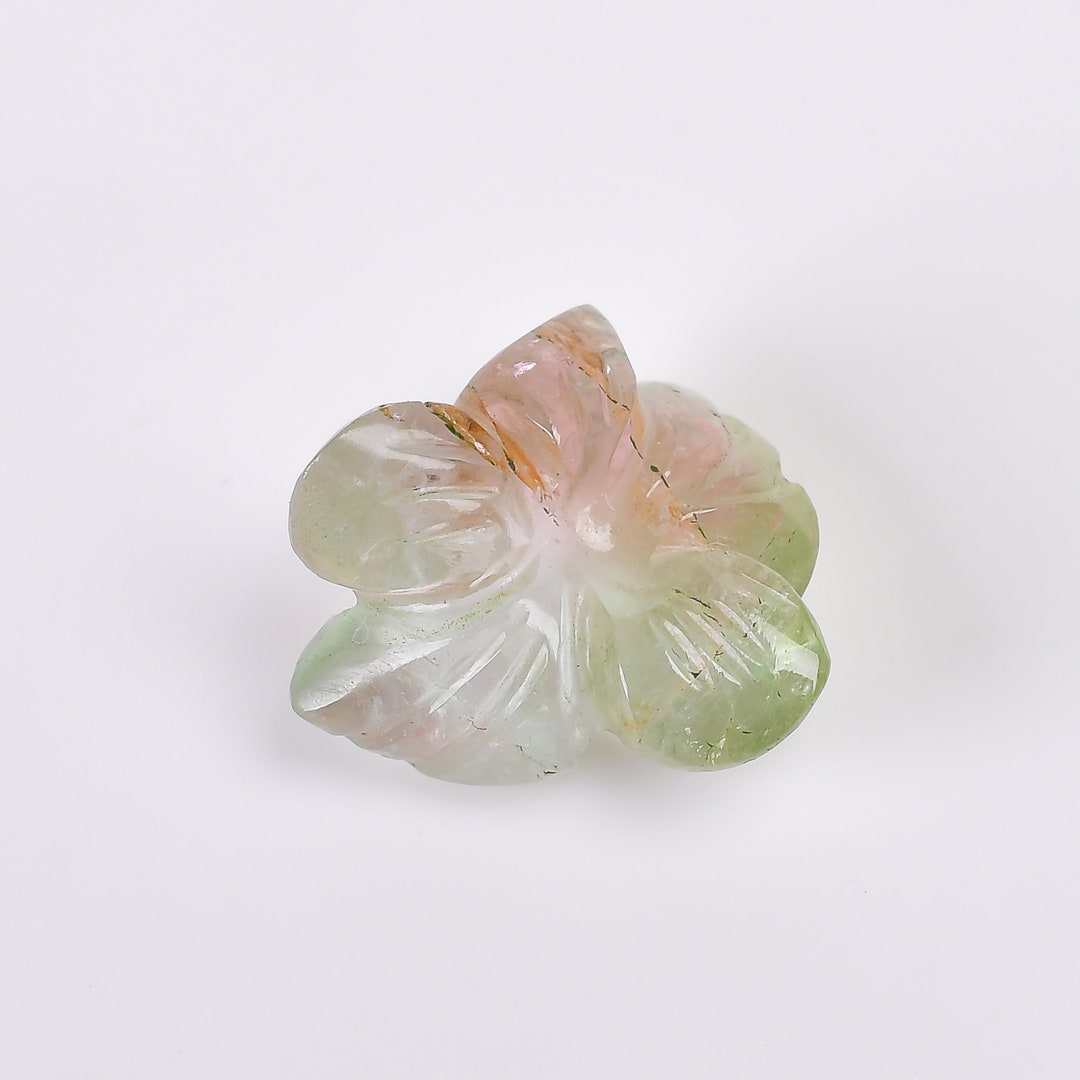 Natural Watermelon Tourmaline Flower Shape Carved Loose Gemstone for ...