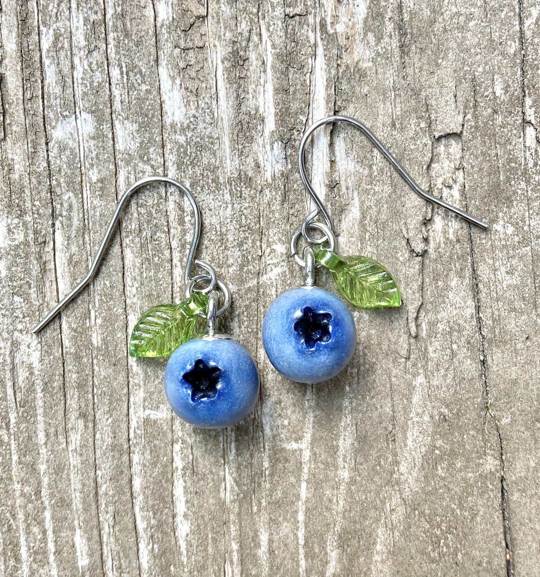 Blueberry Dangle Earrings - Etsy
