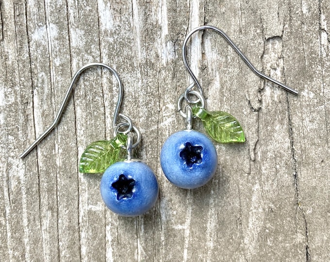 Blueberry Dangle Earrings - Etsy