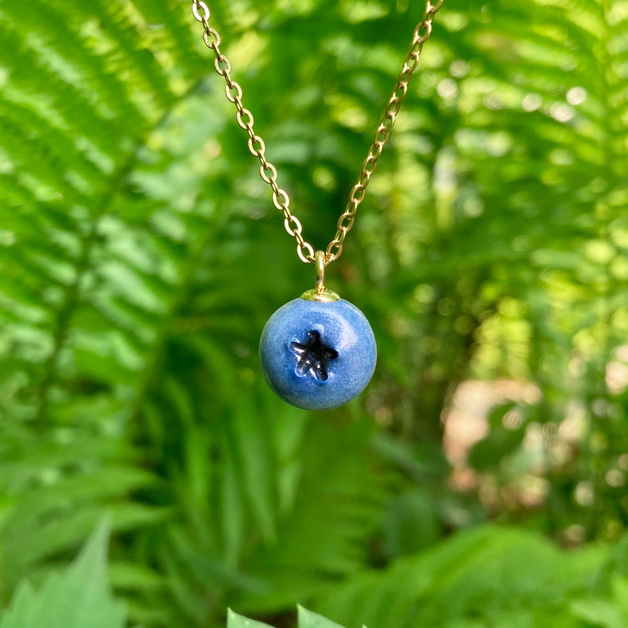 Blueberry Pendant Necklace - Etsy Canada
