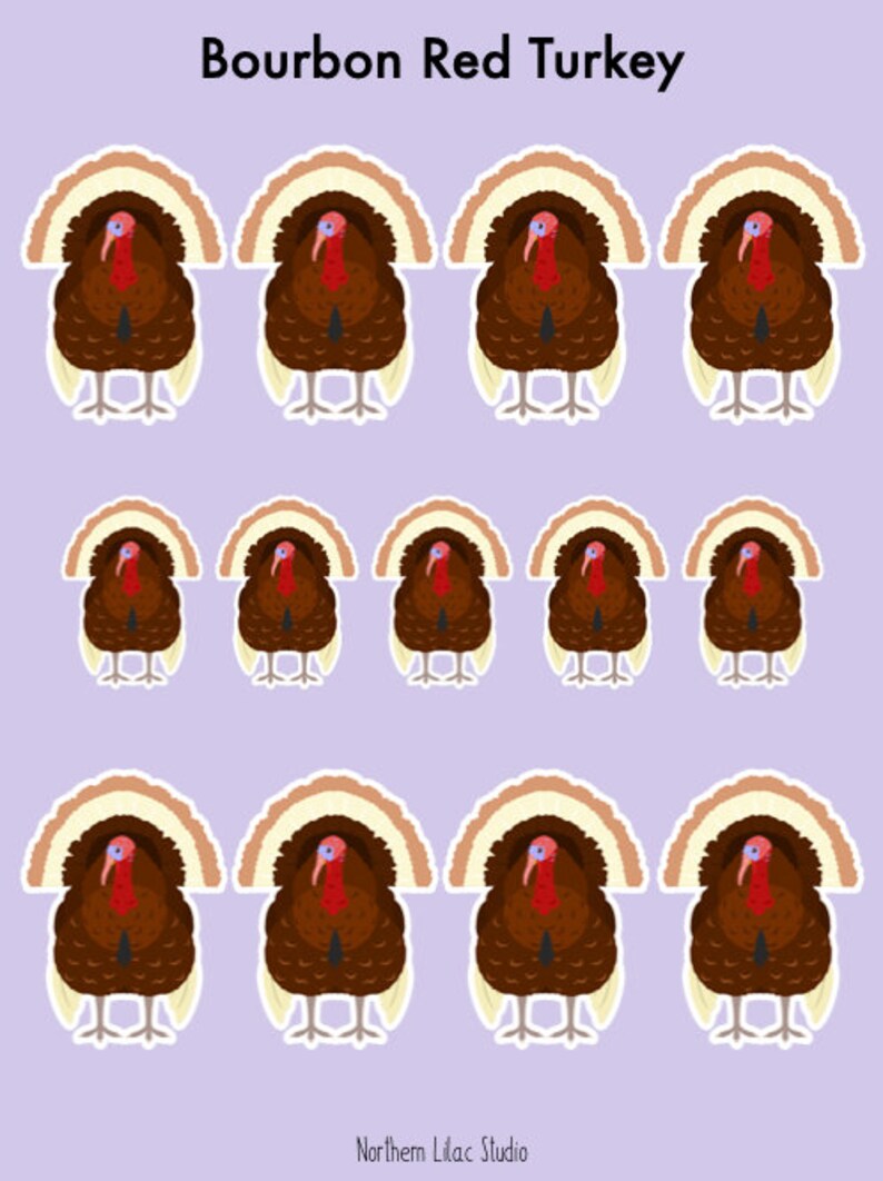 Bourbon Red Turkey Vinyl Sticker Sheet - Etsy