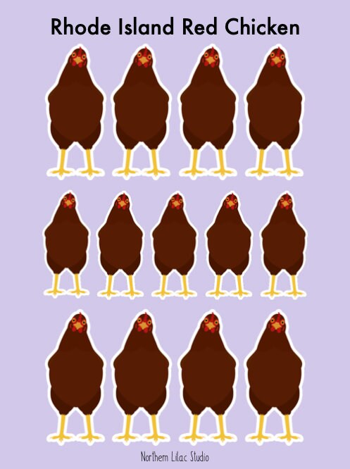 Rhode Island Red Chicken Vinyl Sticker Sheet - Etsy