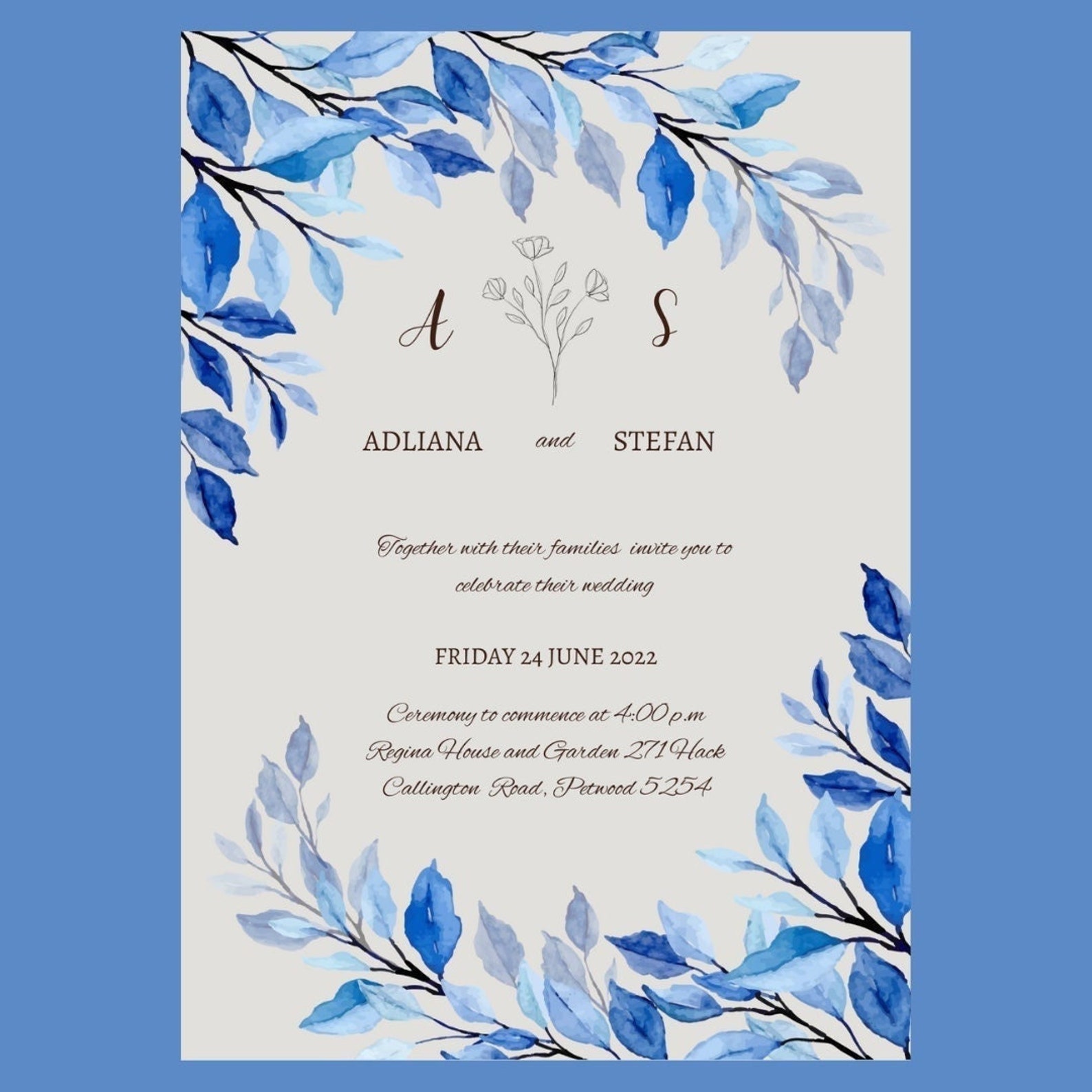 BLUE WEDDING INVITATION - Etsy