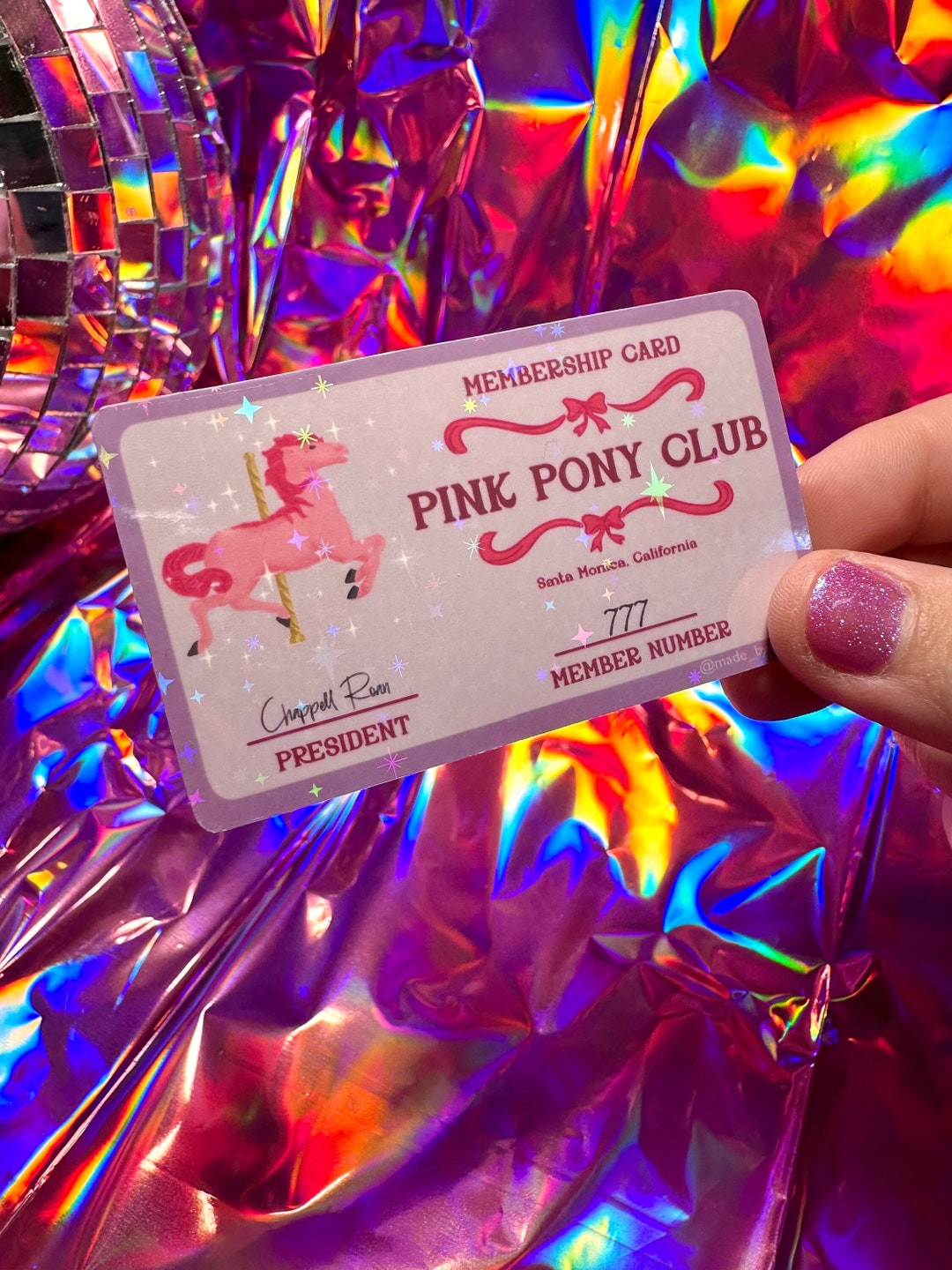 Pink Pony Club Chappell Roan Inspired Sparkles Holographic Sticker - Etsy