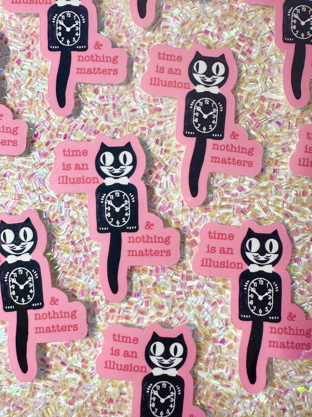 Existential Dread Cat Clock Sticker - Etsy