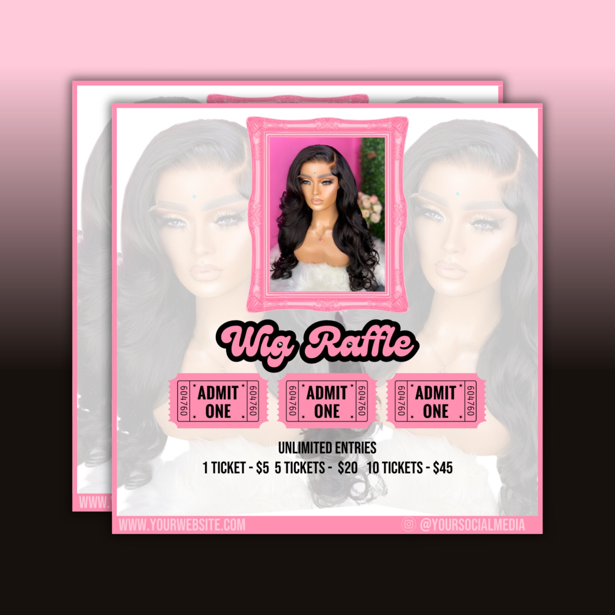 Ticket Raffle Flyer Wig Raffle Flyer Template DIY Flyer Design Social ...