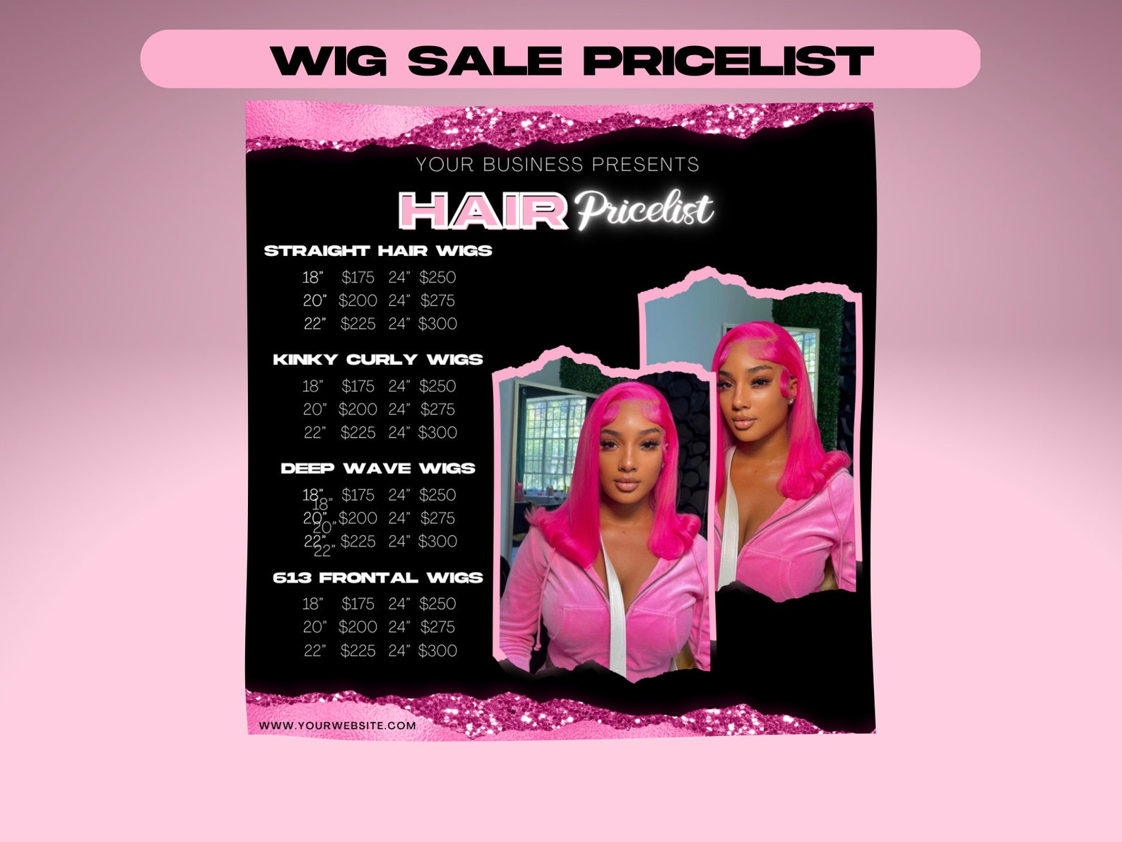 Wig Pricelist Wig Sale Flyer Wig Sale Pricelist Hairstylist - Etsy